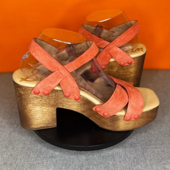 Sam Edelman | Shoes | Sam Edelman Josefine Coral Pink Wood Block Chunky ...